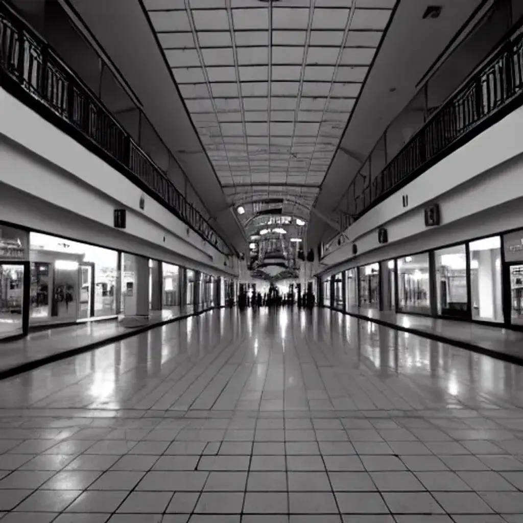 liminal space cyberpunk mall in the fog at night | OpenArt