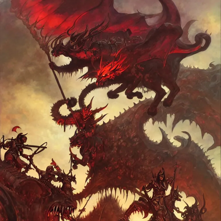 Demon elves of Slaanesh ride giant demon cats to war... | OpenArt
