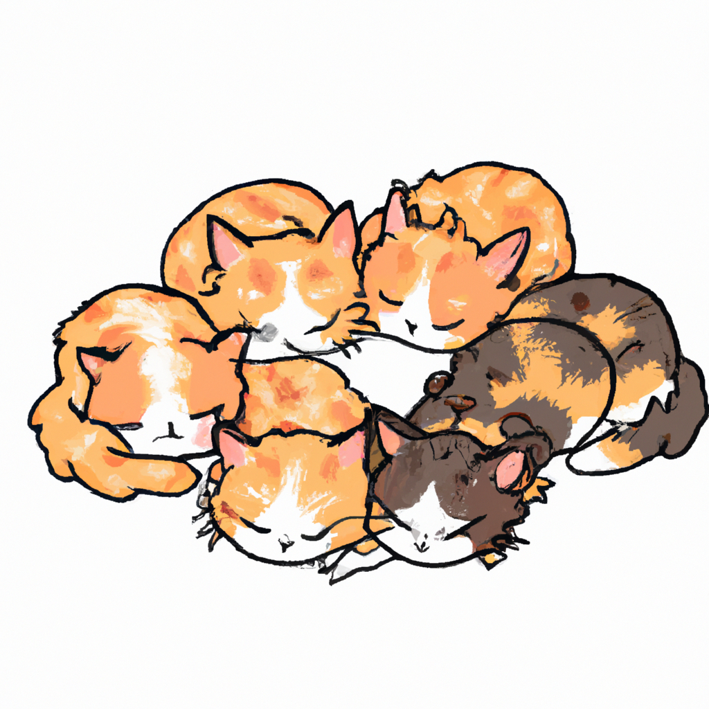 A pile of sleeping kittens, chibi style | OpenArt
