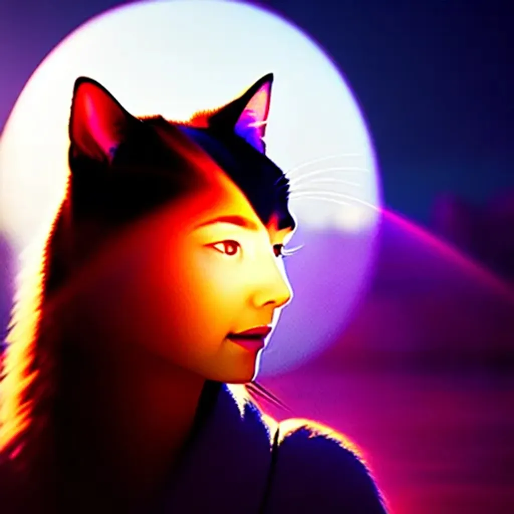 double exposure, woman's face, cat, by artgrem, by g... | OpenArt