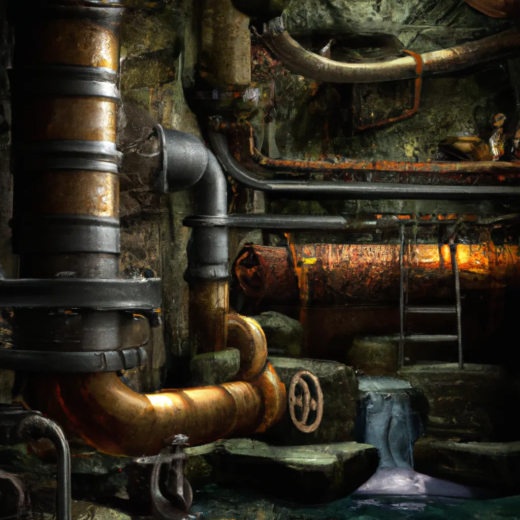 An underground laboratory, metal pipes, steampunk, w... | OpenArt