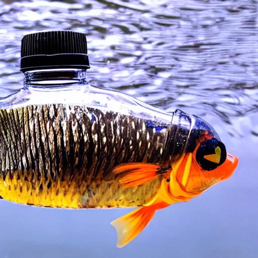 fish in a water bottle