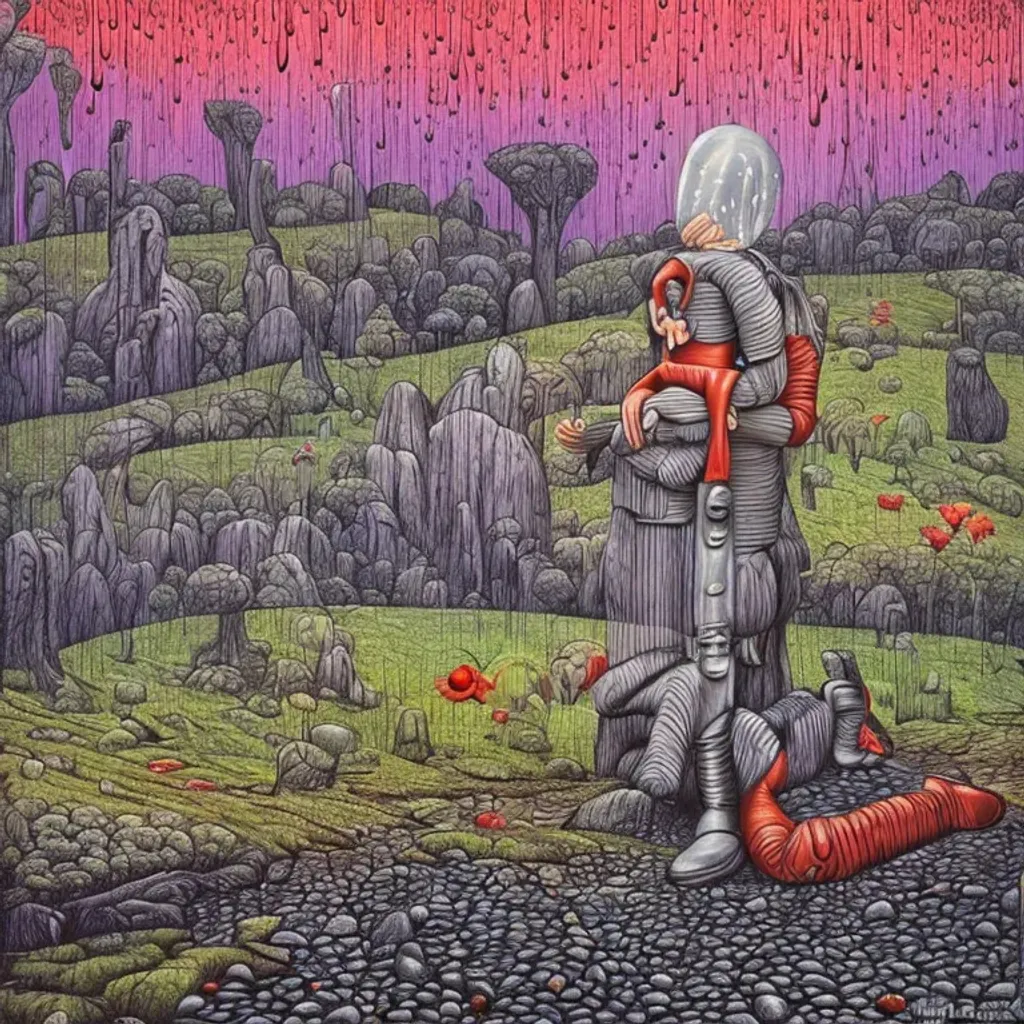 sad knight praying to her lost love under the rain,... | OpenArt