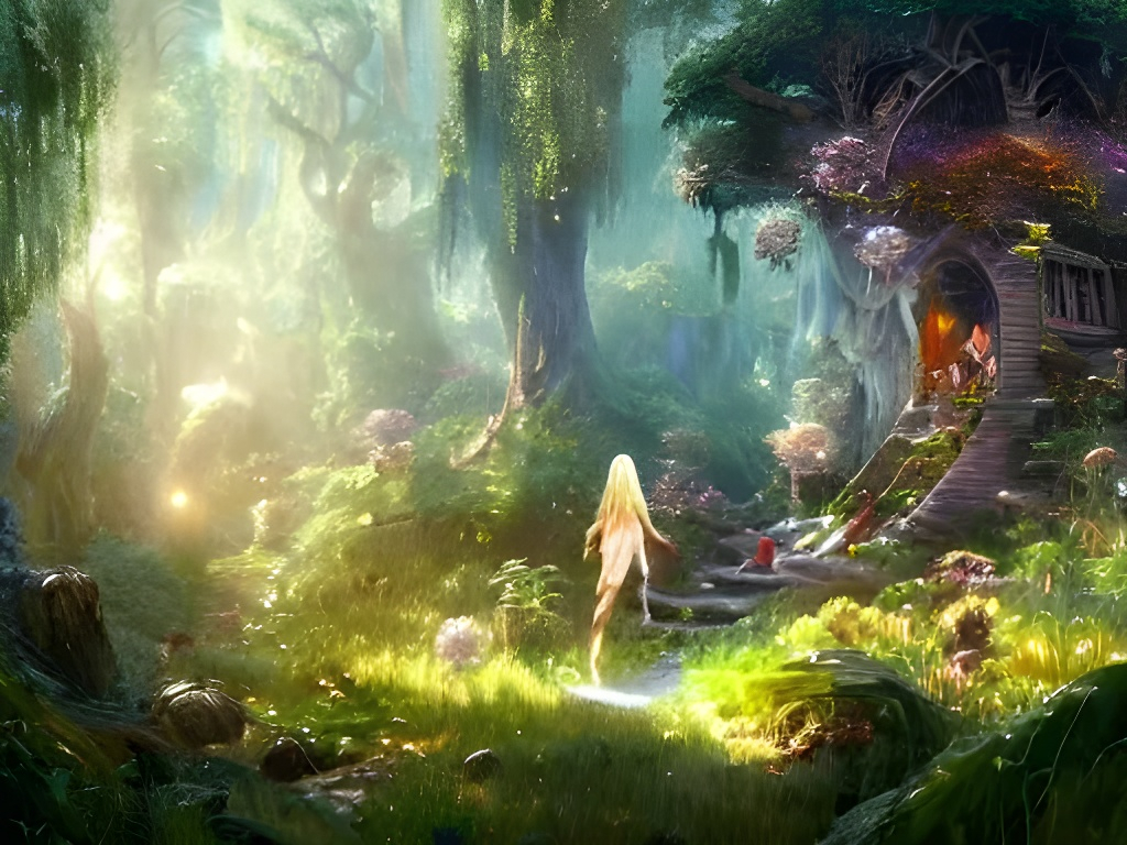 beautiful colorful wisps and fairies in a lush cryst... | OpenArt
