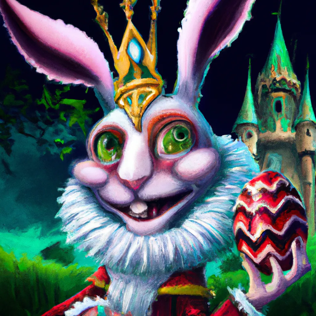 Portrait of a creepy grinnig colorful easter bunny w... | OpenArt