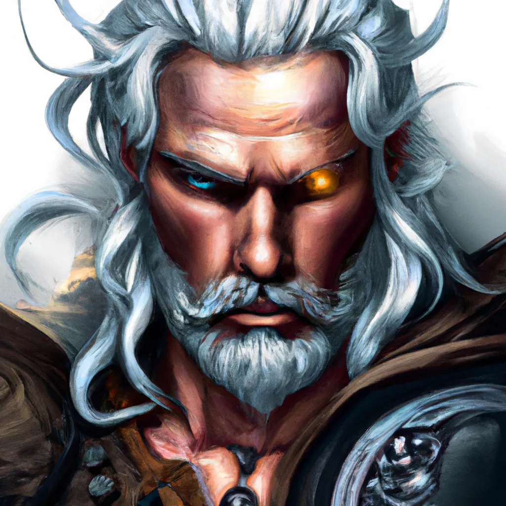 portrait of a ruggedly handsome paladin, white hair,... | OpenArt