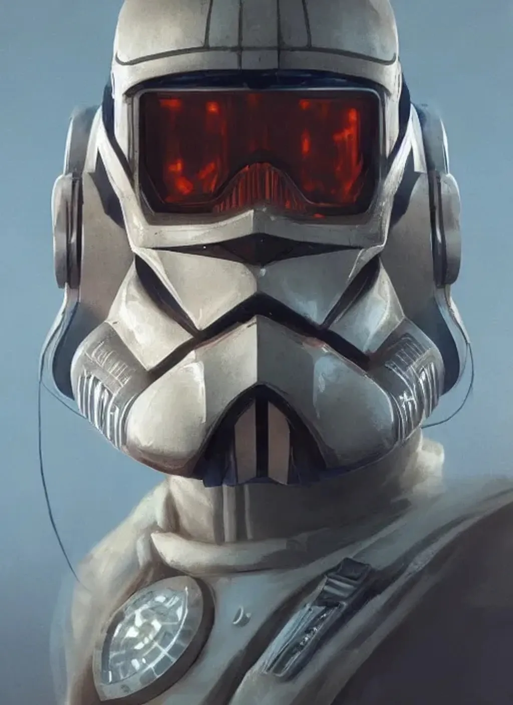 a torso portrait of a female clone trooper phase 2,... | OpenArt