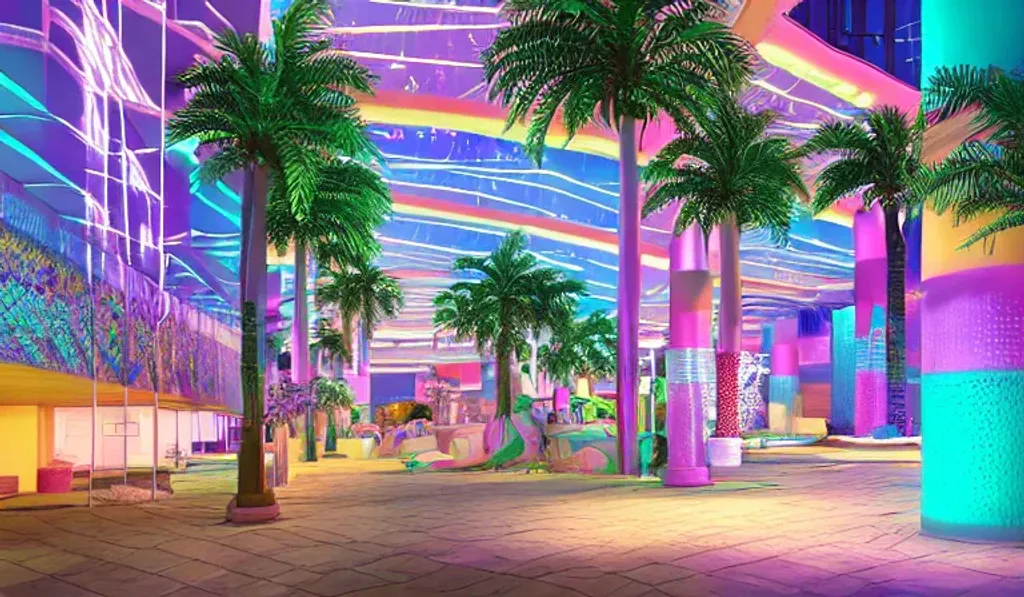 multi story vaporwave aesthetic indoor liminal 90s m... | OpenArt