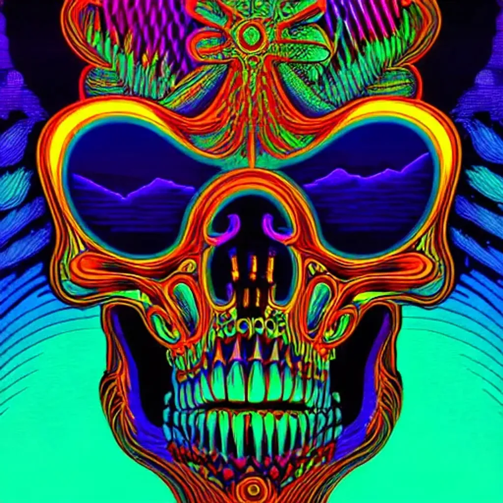 Hypnotic illustration of a burning skull hypnotic ps... | OpenArt