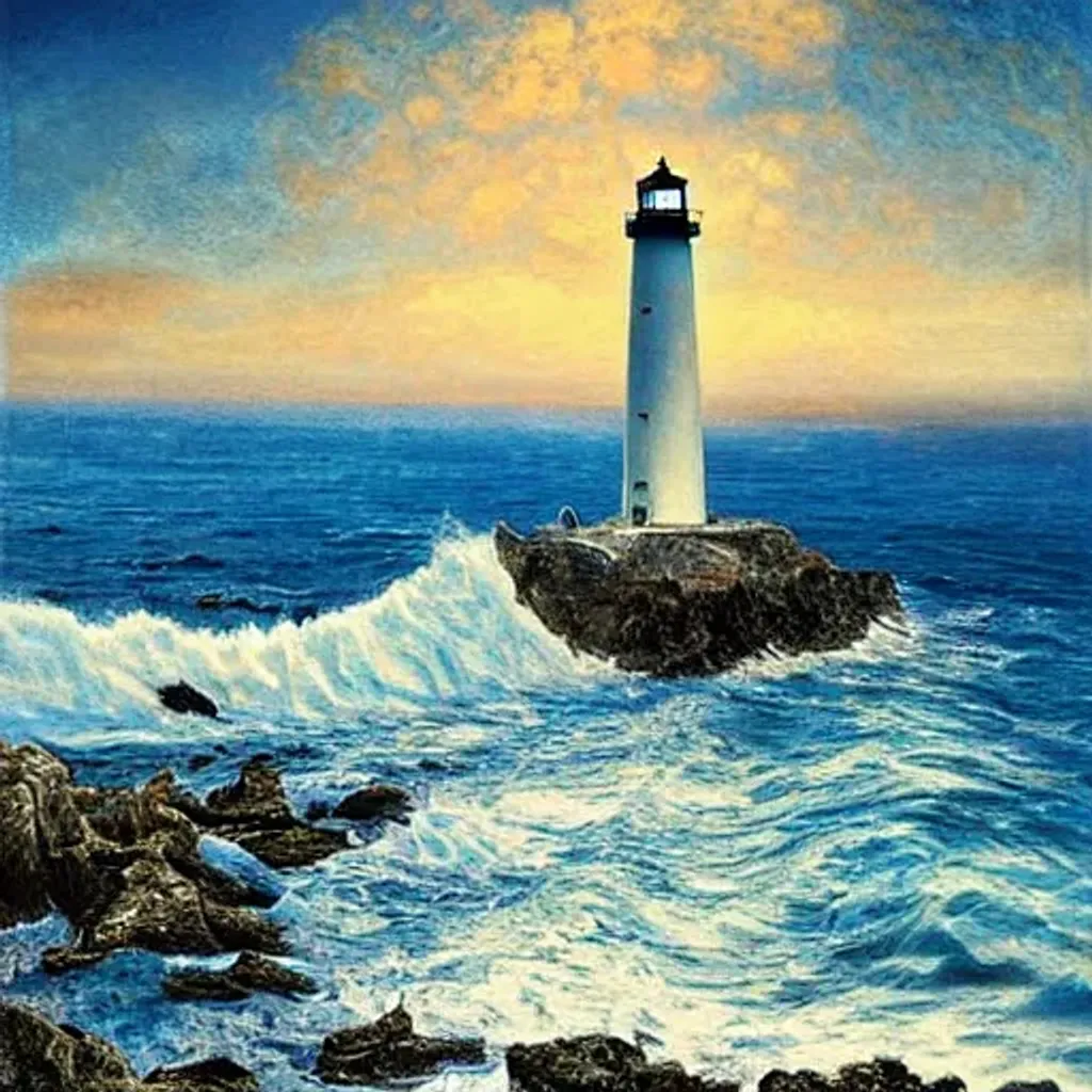 beautiful lonely lighthouse, hyper realistic, colorf... | OpenArt