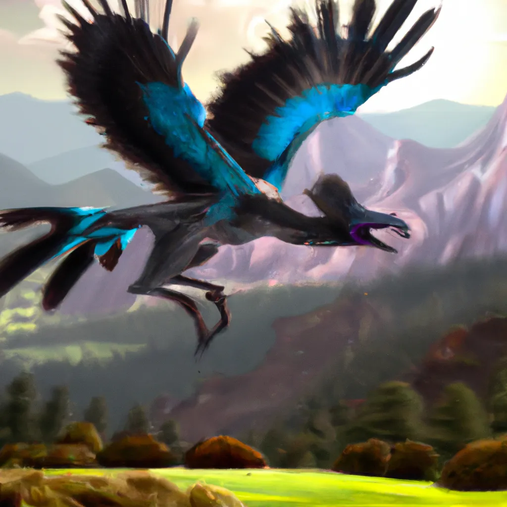 The giant Archaeopteryx Corvid Steller's Jay chimera... | OpenArt