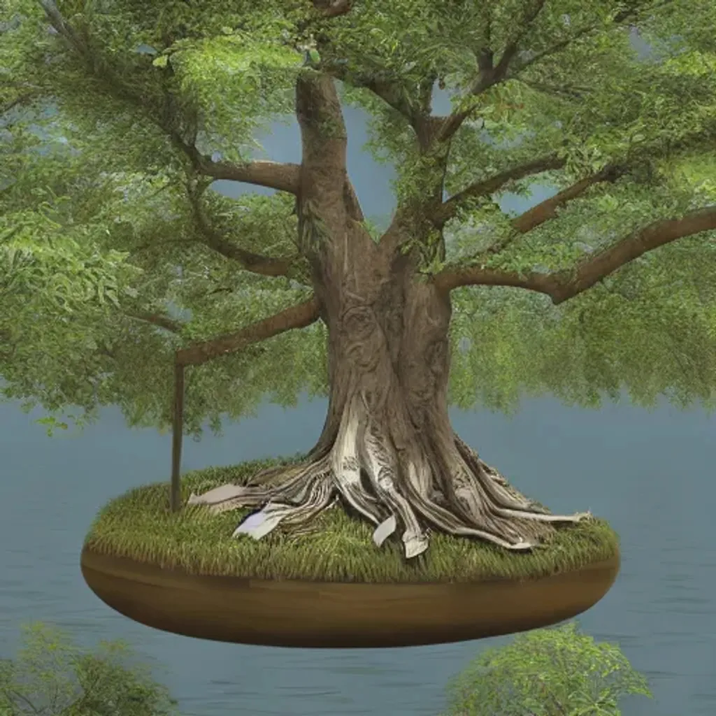 Deciduous tree on a floating island, Photorealistic,... | OpenArt