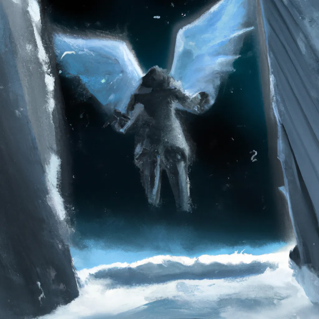 A snow angel is leaving ground, digital art | OpenArt