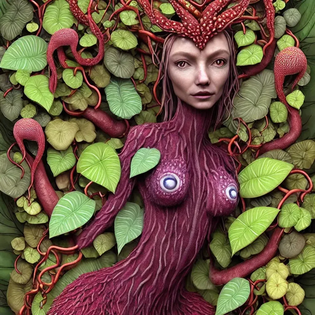 wreathed fox shapeshifter humanoid carnivorous-plant... | OpenArt