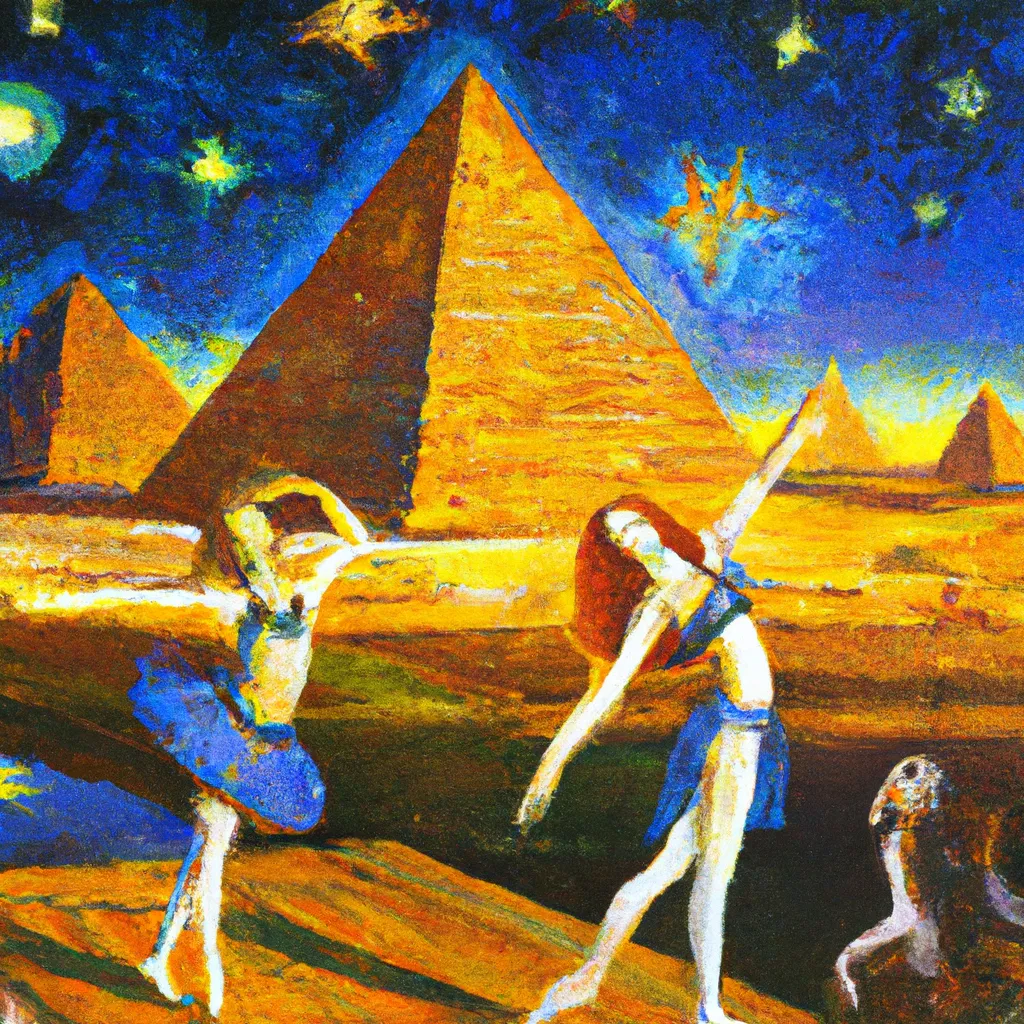 ballerinas dancing on top of the pyramids in Ancient... | OpenArt