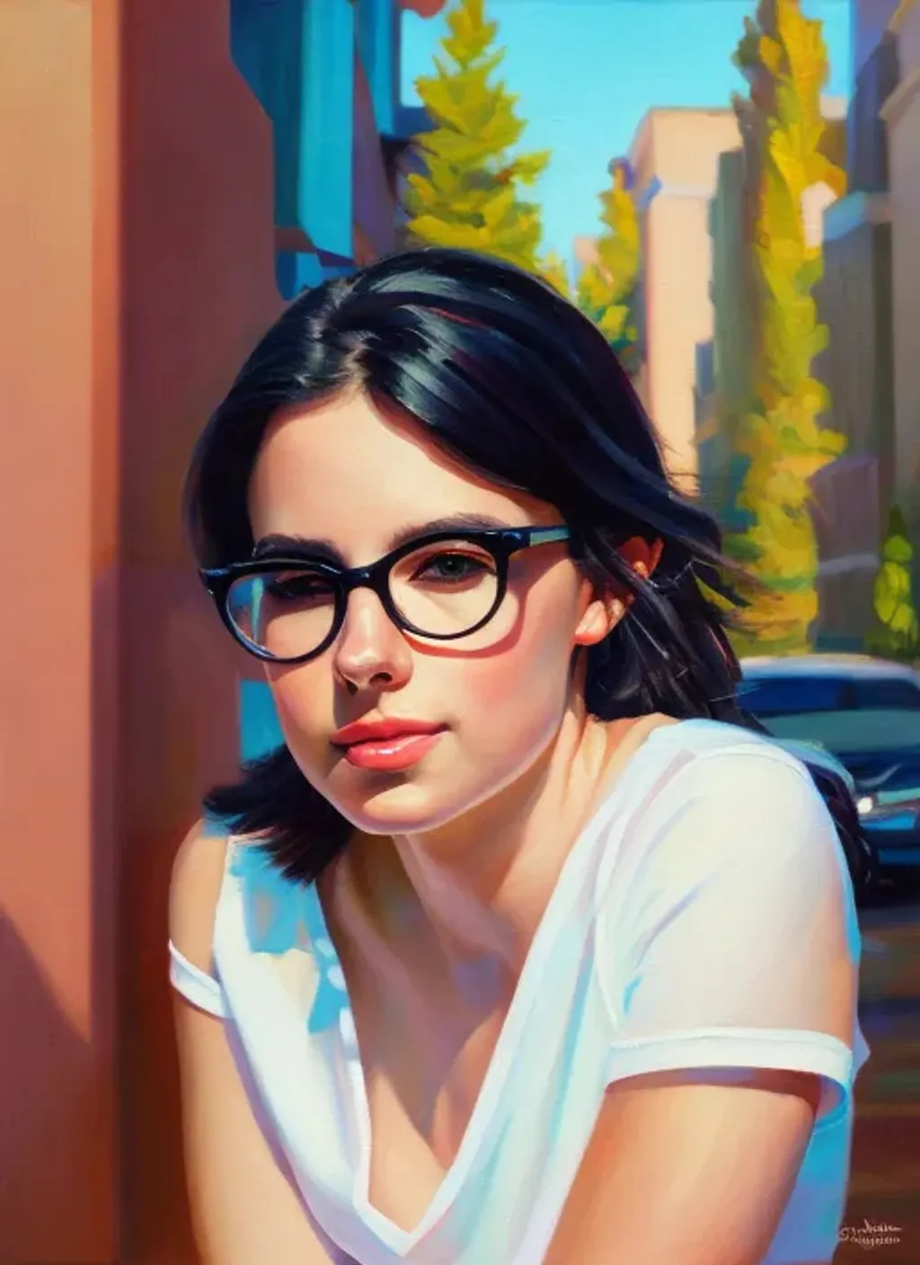 Facial Portrait Of A Cute Nerdy Teenage Girl Hispan Openart