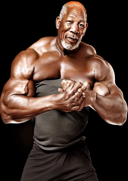 Morgan Freeman, Yolked, Muscle, Flex, 4K, 8K, High r... | OpenArt