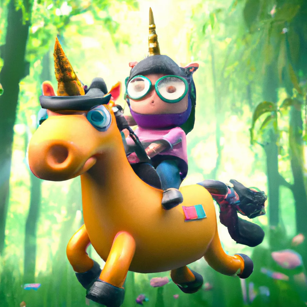 Cute 4d Portrait of a Cute Minion Ninja, riding a un... | OpenArt