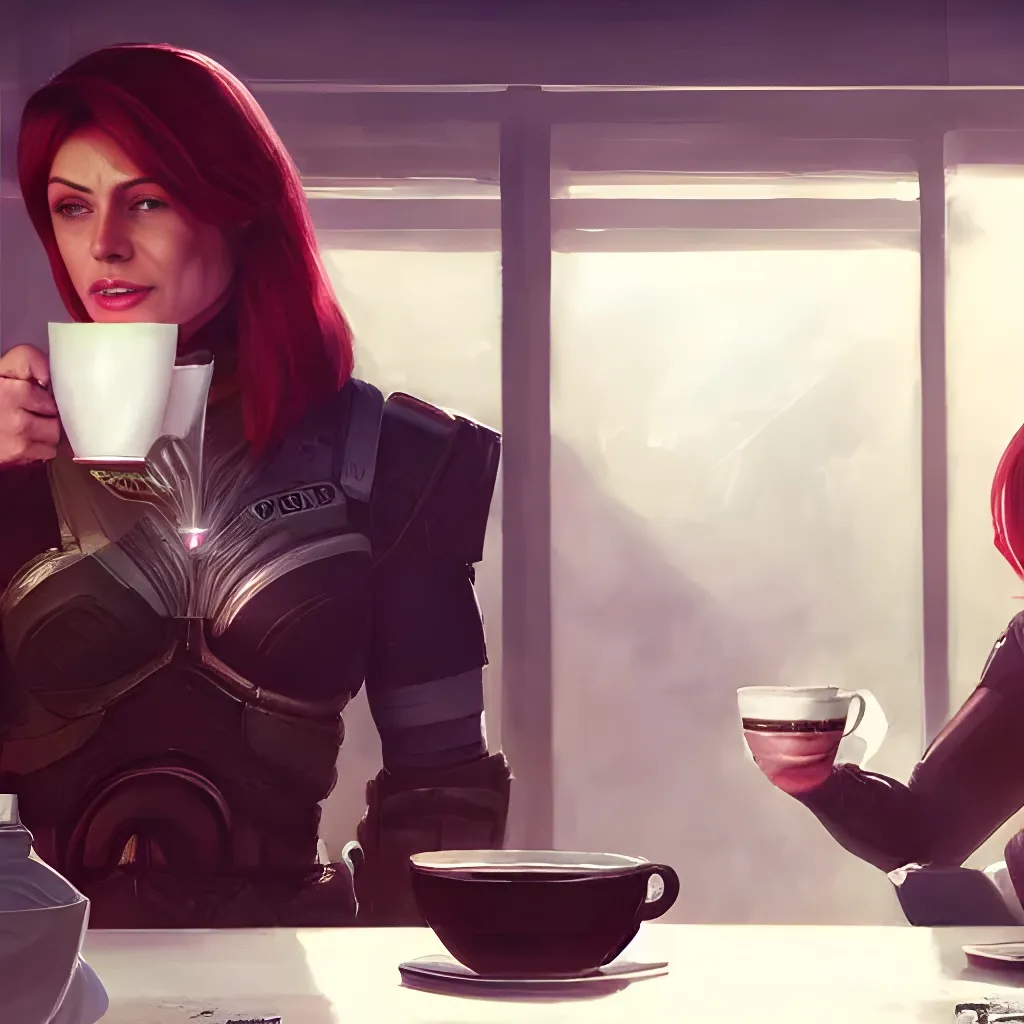 A photorealistic portrait of commander shepard drink... | OpenArt