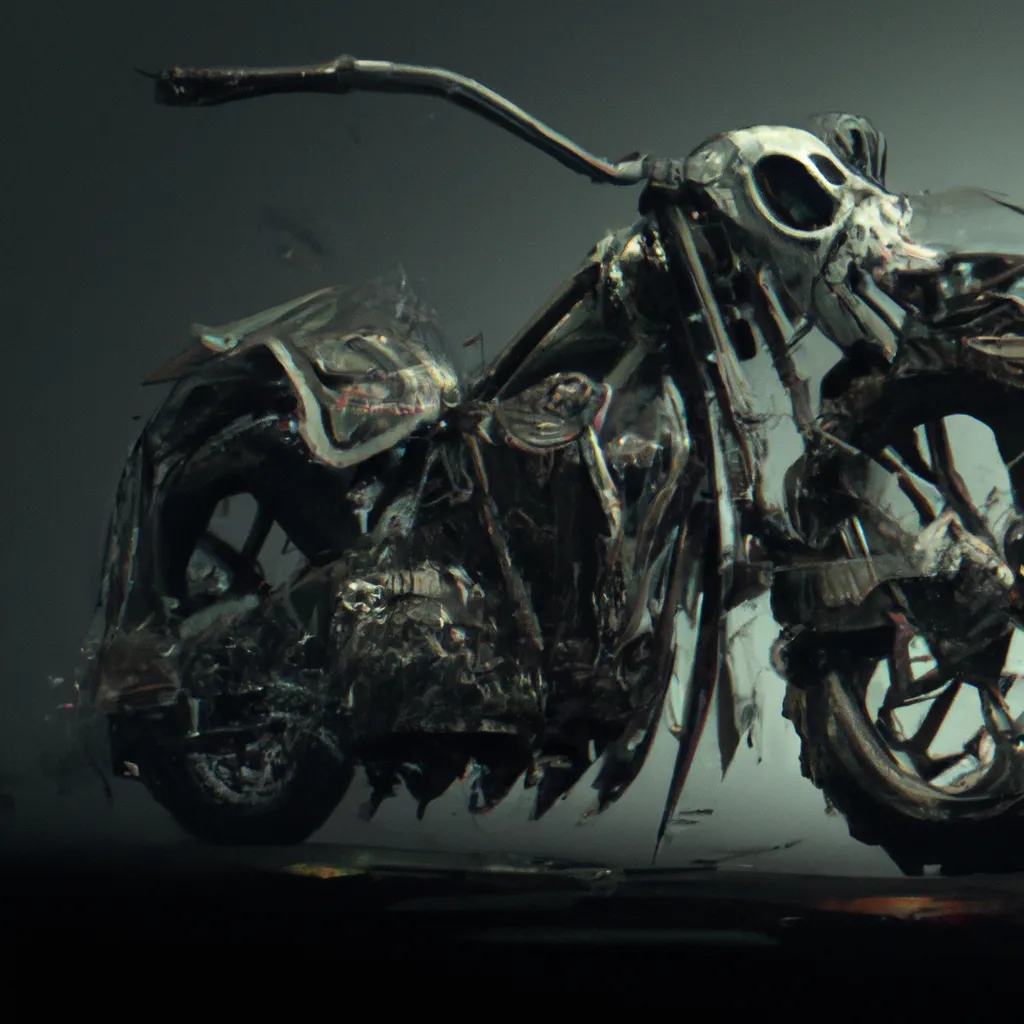 horror concept art of skeleton motorcycle, weapon co... | OpenArt