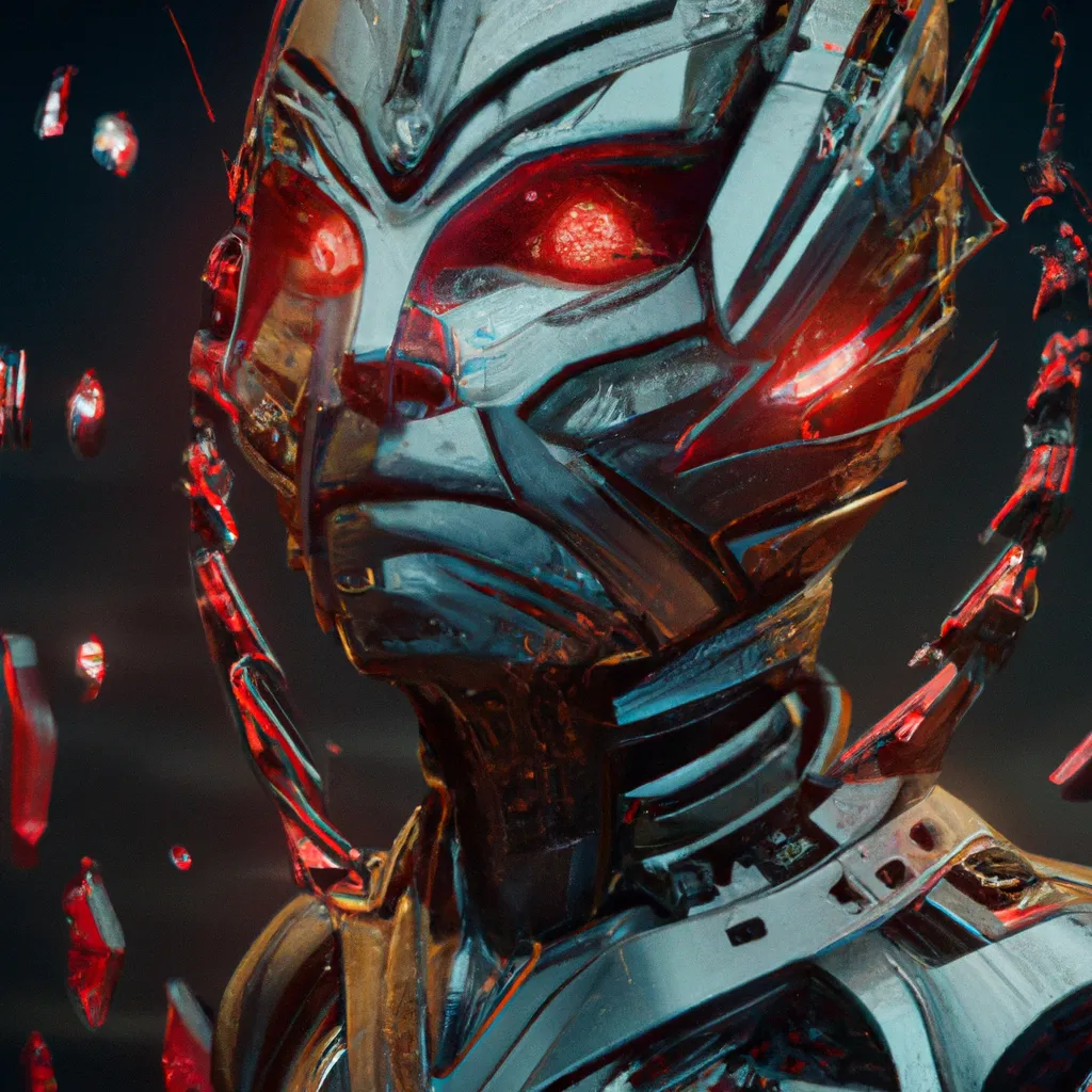 Portrait of Cosmic Cyborg with red spikes wearing cr... | OpenArt