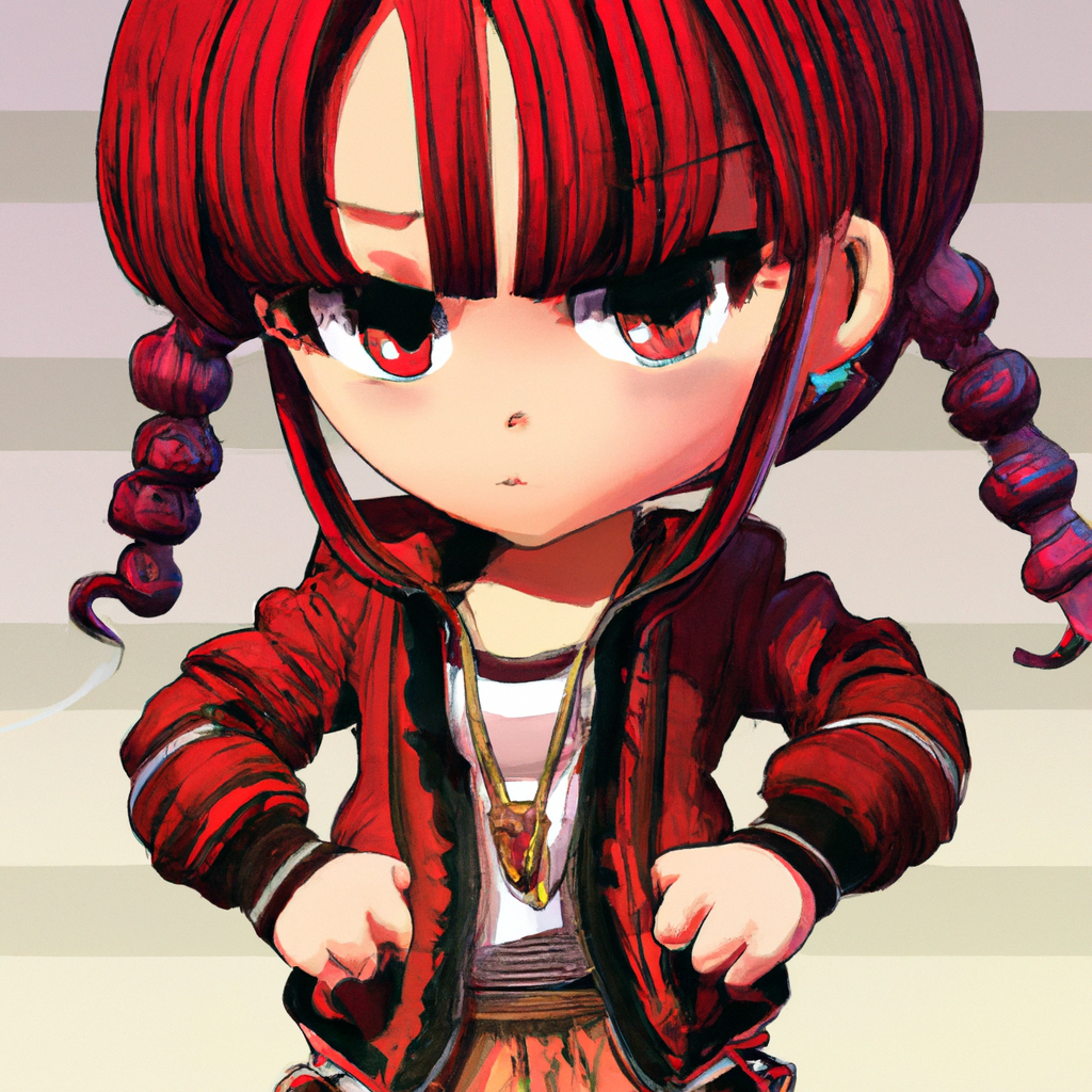 anime visual of a small tiny woman with maroon hair... | OpenArt