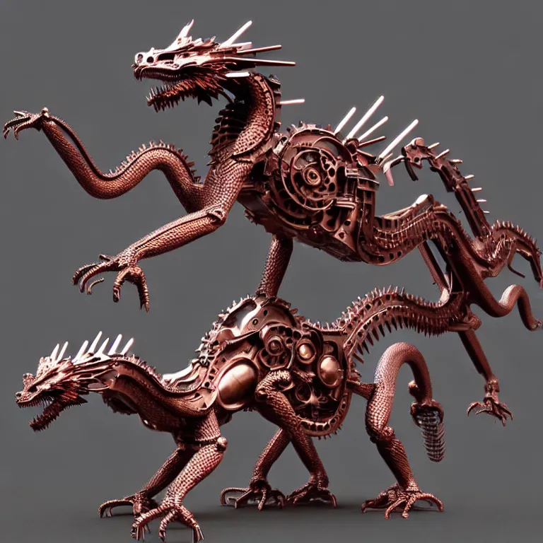 3D digital sculpture of a mechanized dragon. The dra... | OpenArt