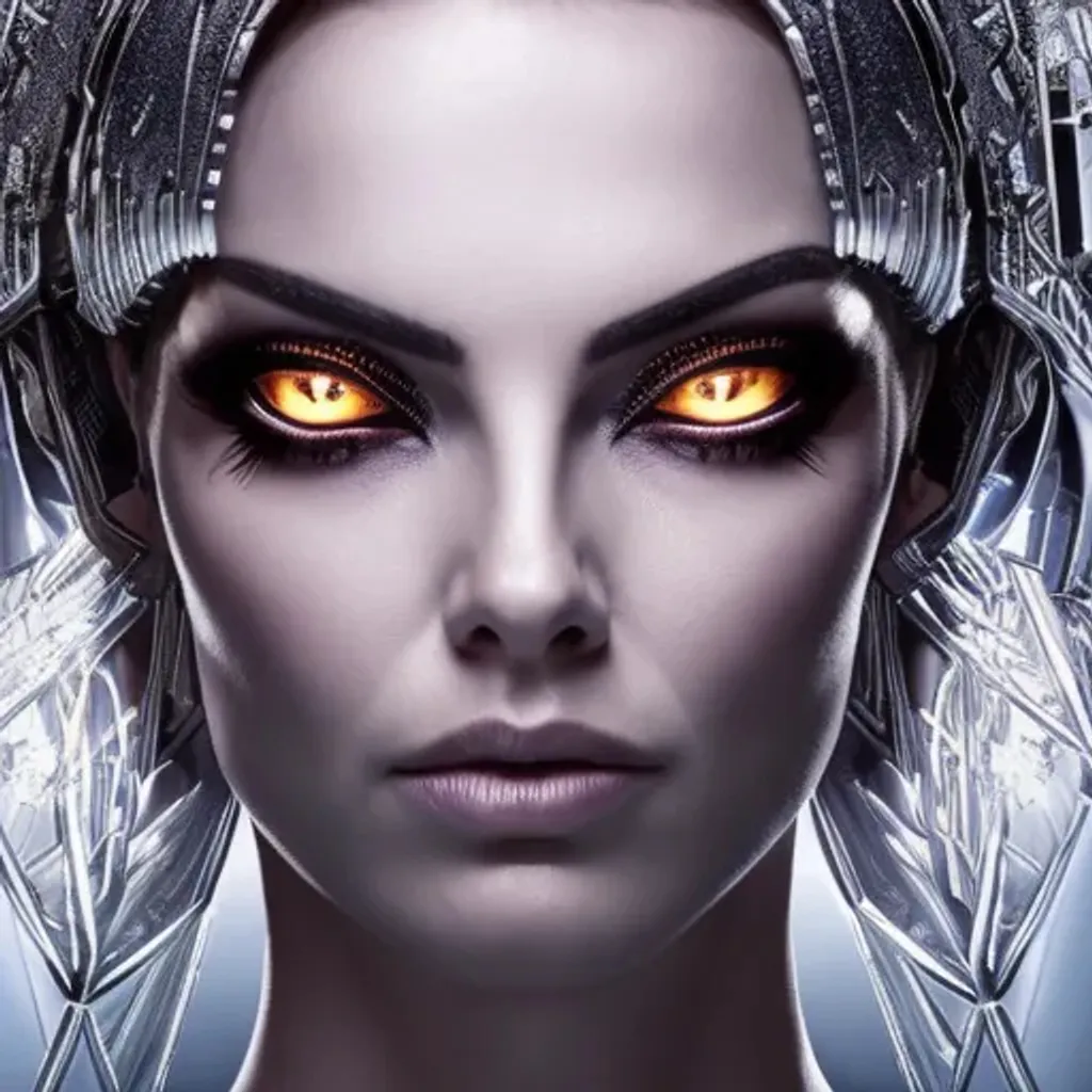 a cyborg demon girl, charlize theron, flawless symme... | OpenArt