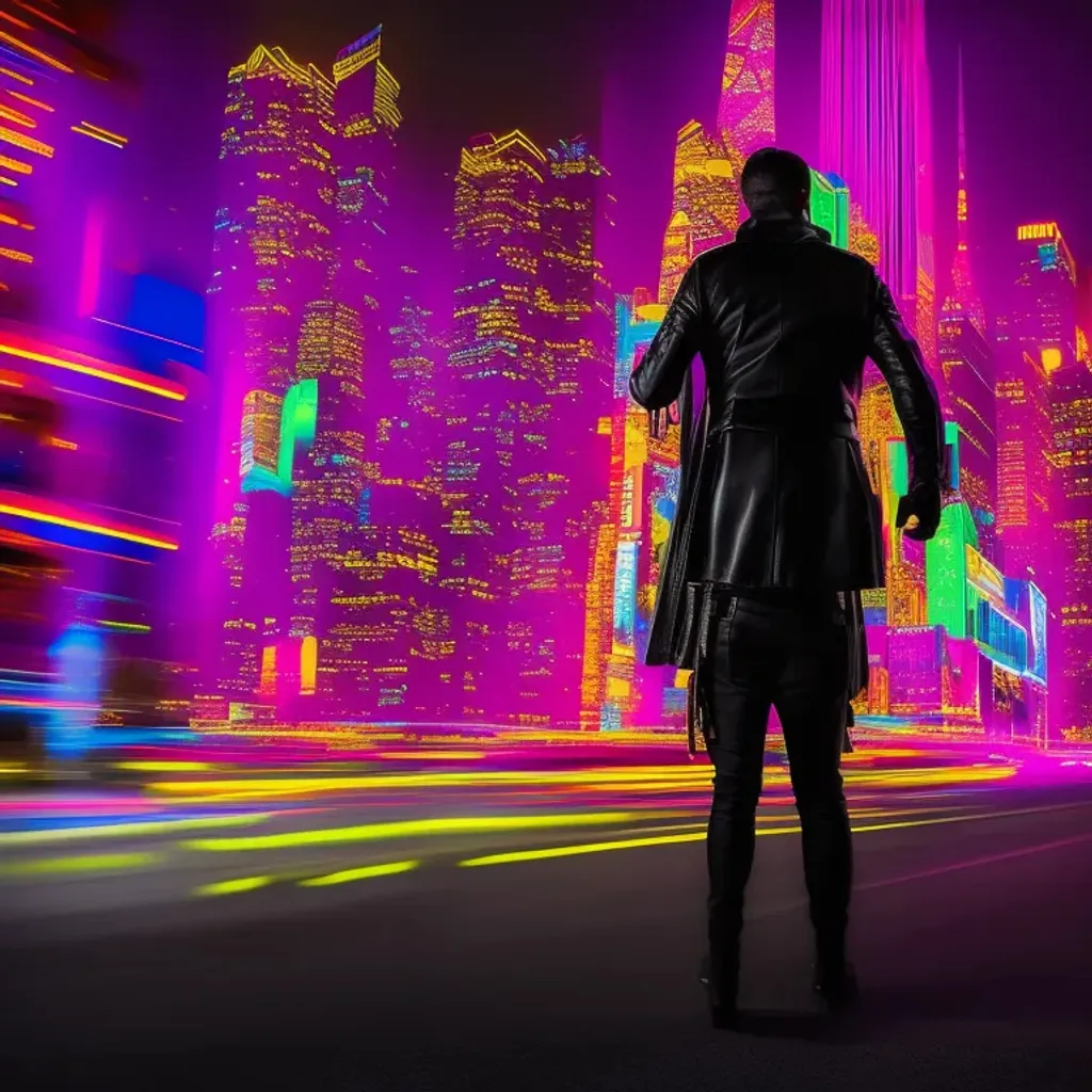 Vivid Neon Colors, Portrait Photo of a Man Superhero... | OpenArt