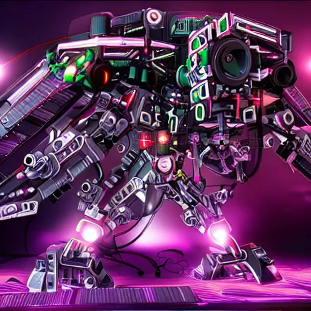 evil electronic music mech | OpenArt