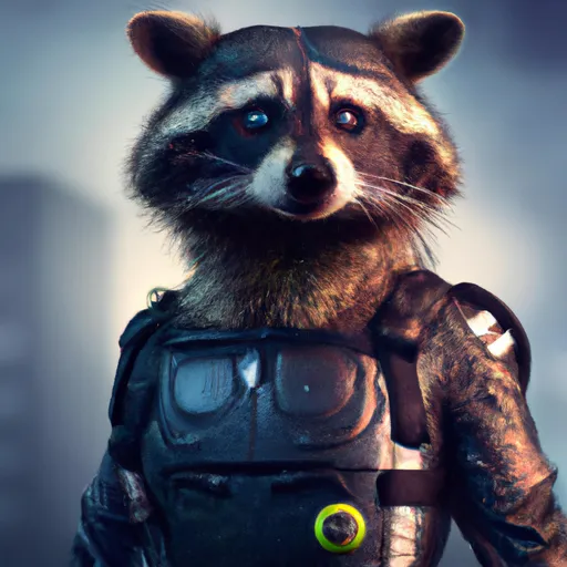 photorealistic portrait of a cyborg raccoon policema... | OpenArt