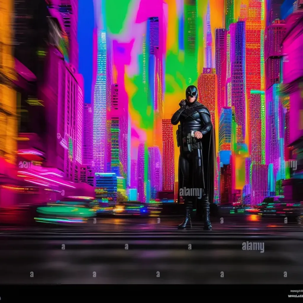 Vivid Neon Colors, Portrait Photo of a Man Superhero... | OpenArt