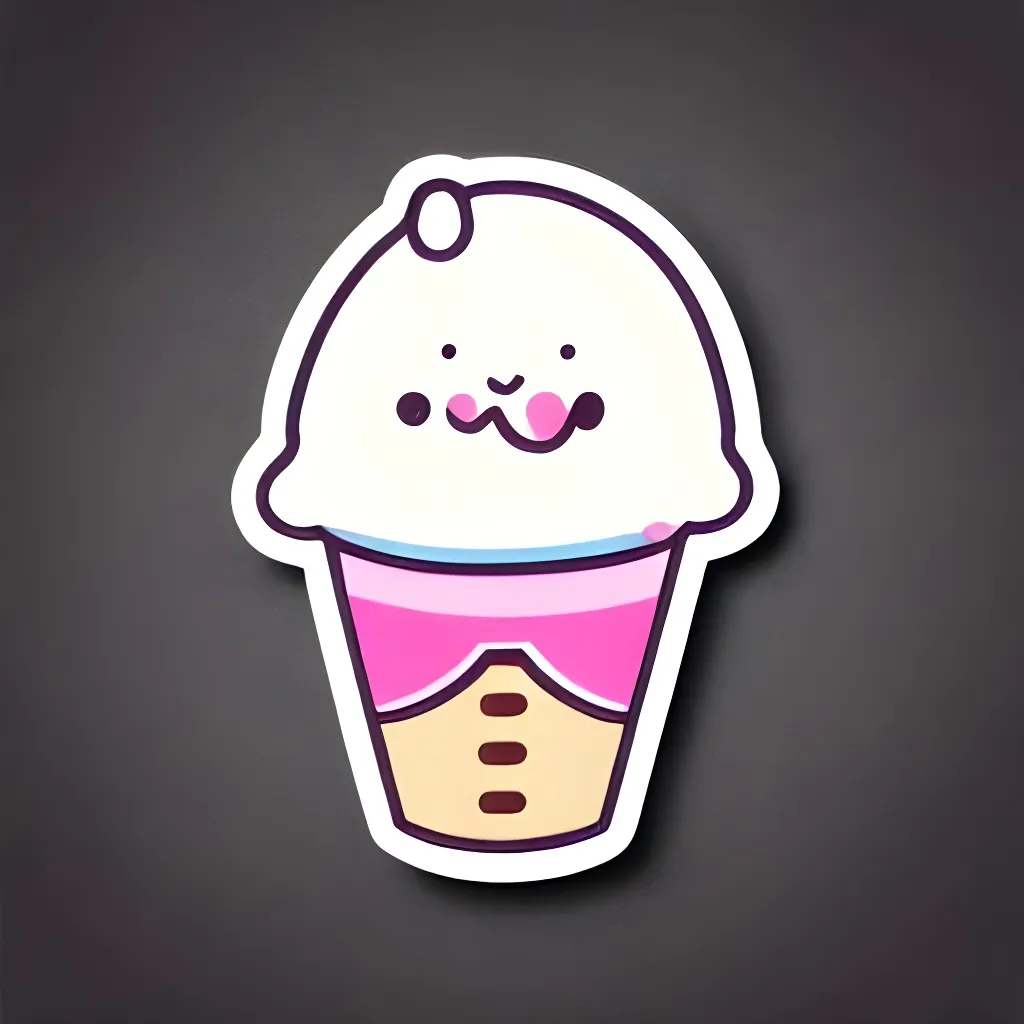 Die-cut sticker, Cute kawaii ice cream character sti...