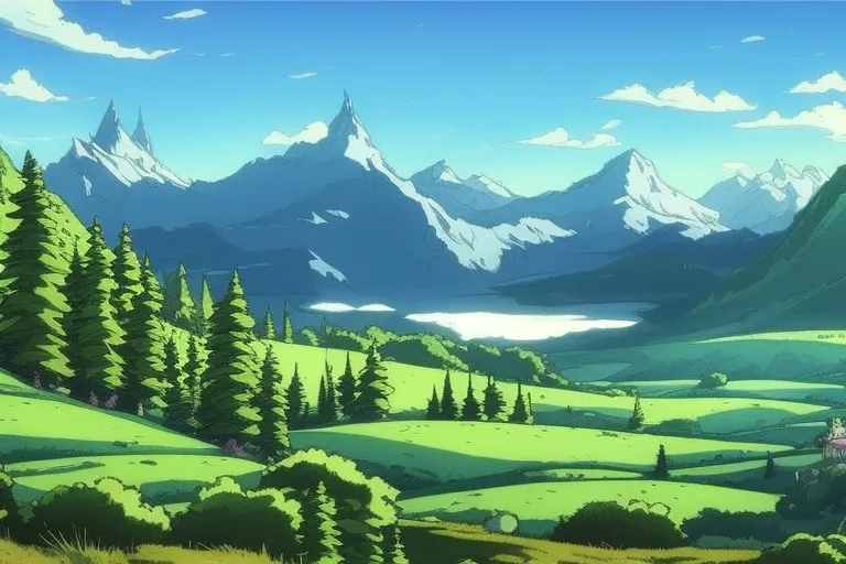 landscape, webtoon art by anton fadeev and ghibli