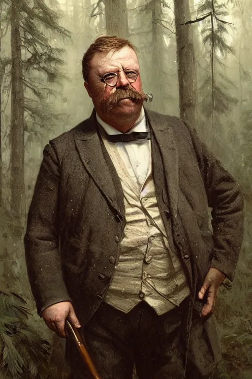 portrait of a cute heavyset President Theodore Roose...