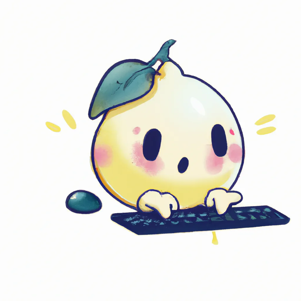 Cute lemon with kawaii face typing on a computer, di... | OpenArt