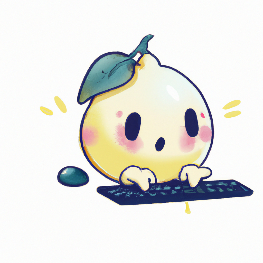 Cute lemon with kawaii face typing on a computer, di... | OpenArt