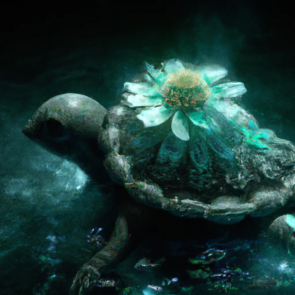 A flower growing out of a turtle, by Charlie Bowater... | OpenArt