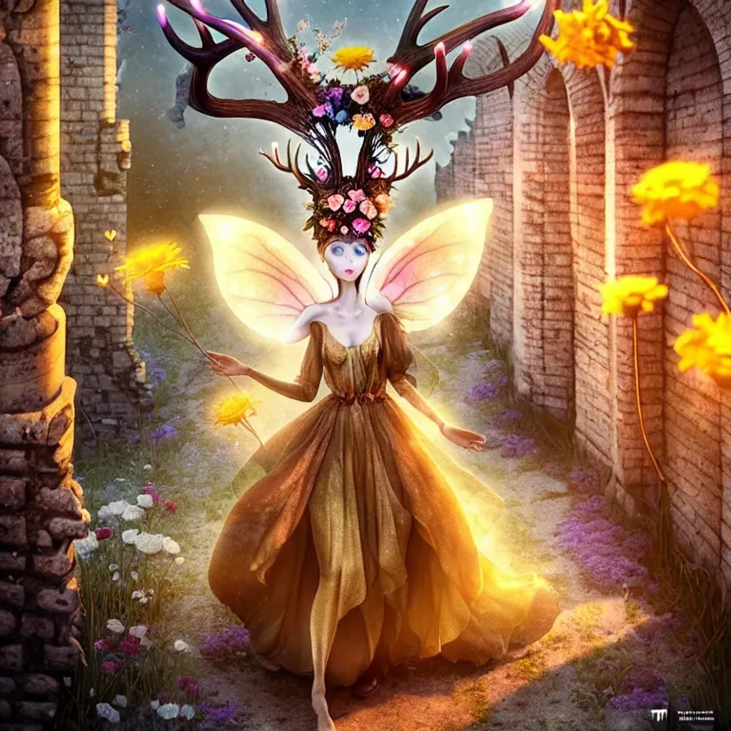 A mysterious hairless lady with glowing eyes, floral... | OpenArt