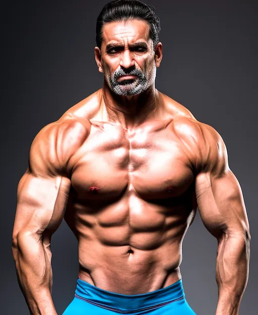 masculine muscular latino bodybuilder, detailed midd...