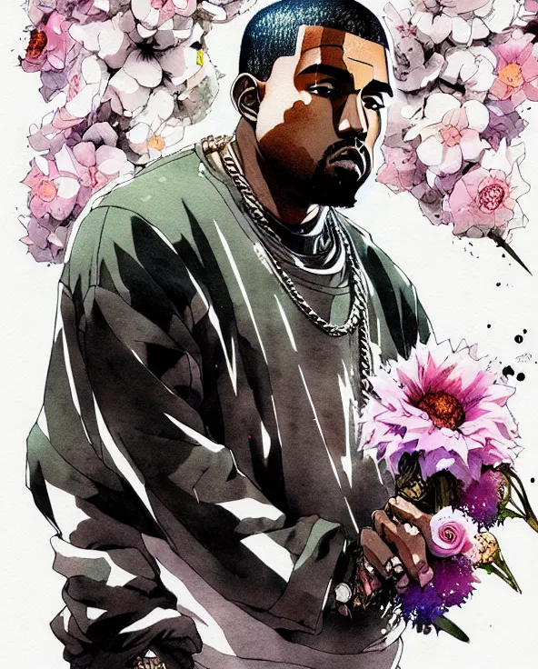 anime illustration of rapper kanye west by hayao miy... | OpenArt
