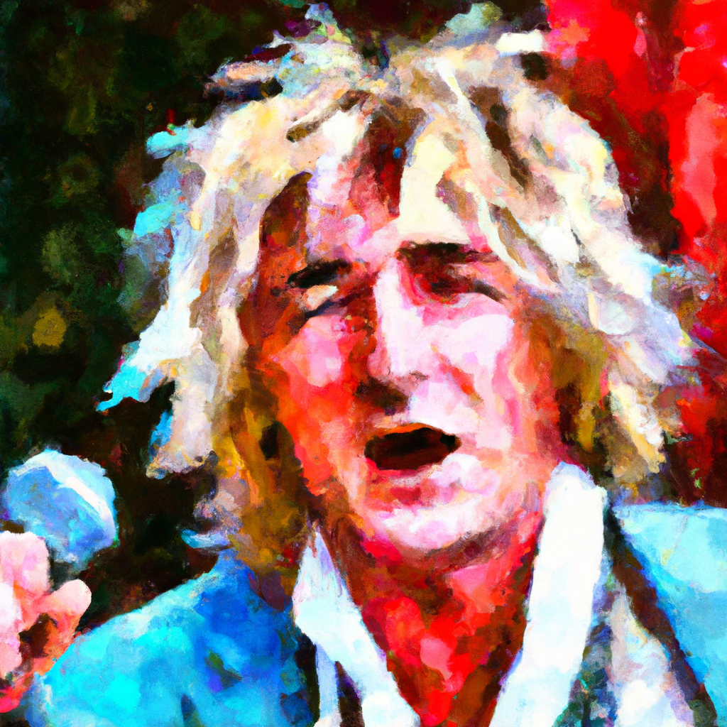 portrait of rod stewart with microphone impressionis... | OpenArt