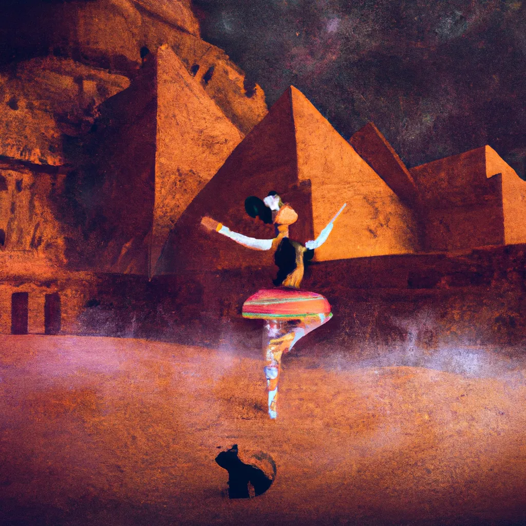 Minnie Mouse ballerina dancing in the pyramids in An... | OpenArt