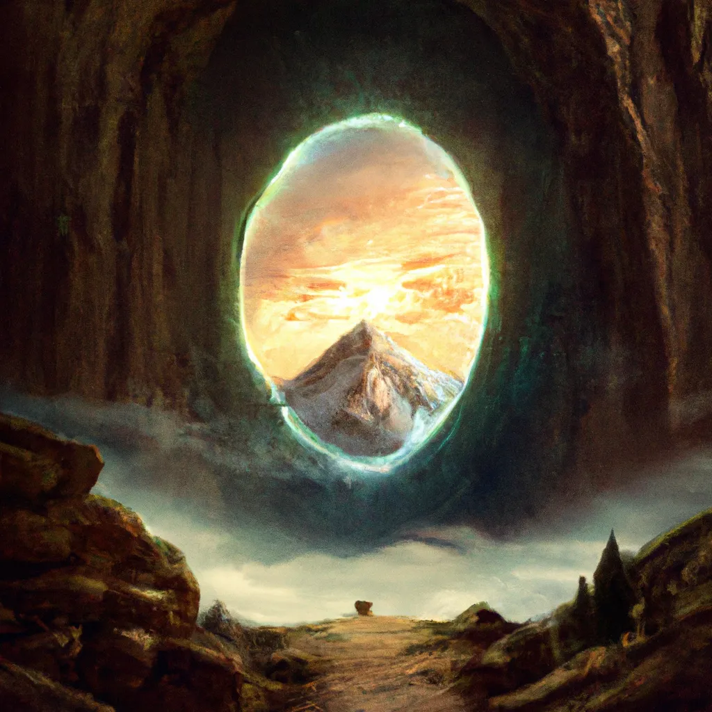 a round cave entrance with an iris, eye, digital art... | OpenArt