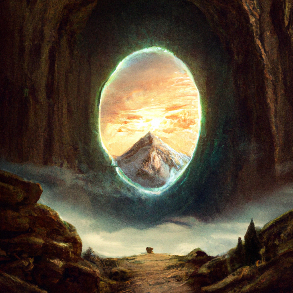 a round cave entrance with an iris, eye, digital art... | OpenArt