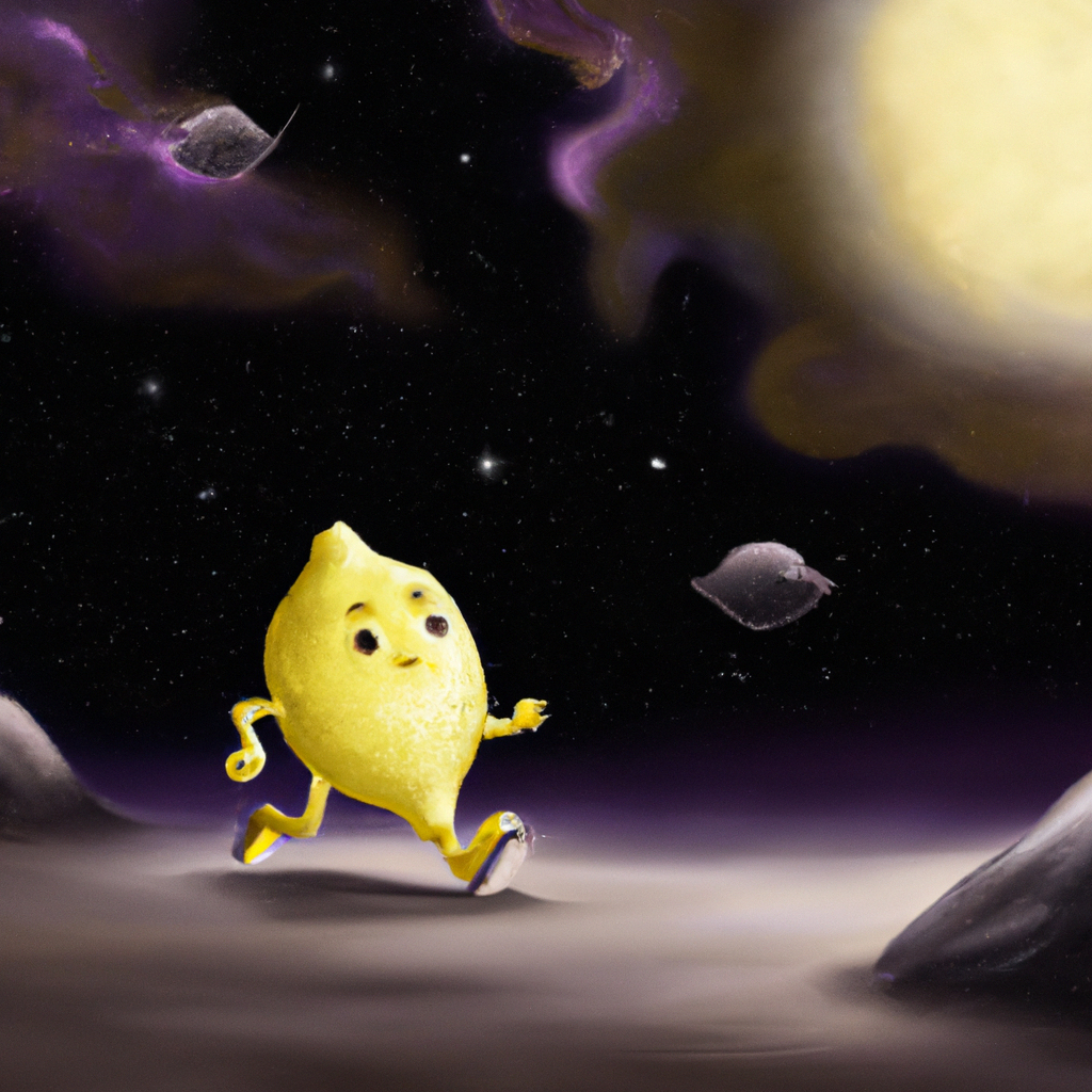 a disney character design art of a lemon walking in... | OpenArt