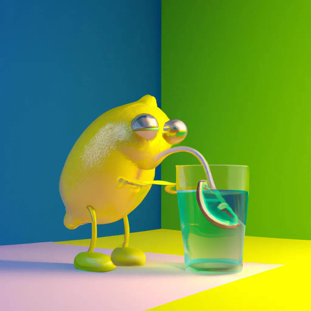 Lemon drinking a lemonade, multicolored, Unreal Engi... | OpenArt
