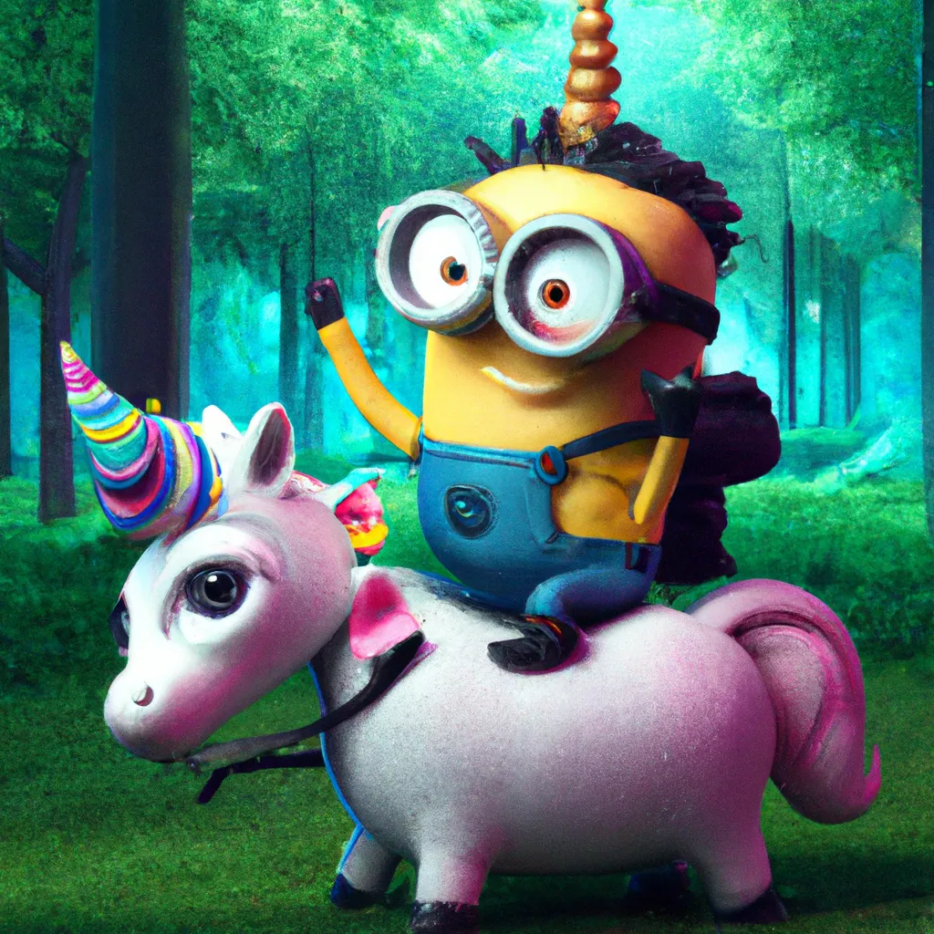 Cute 4d Portrait of a Cute Minion Ninja, riding a un... | OpenArt