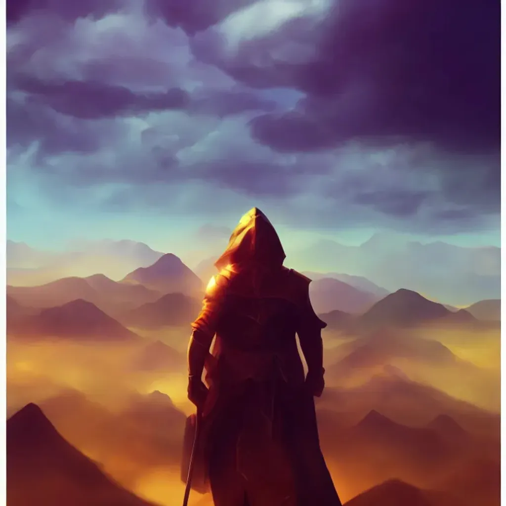 fantasy Hero facing a dark cloud over a golden plain...