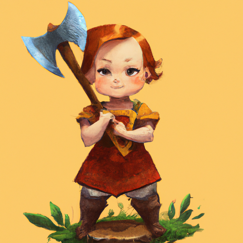 baby holding an axe, digital art | OpenArt